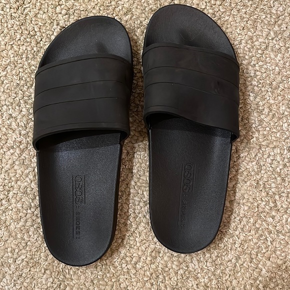 ASOS | Shoes | Asos Black Matte Slides | Poshmark